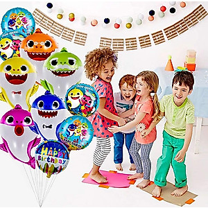 TUHI Products Shark Party Supplies for Baby, Helium baby shark party balloons, Birthday Decorations Baby Shower Party Supplies (10 pcs)