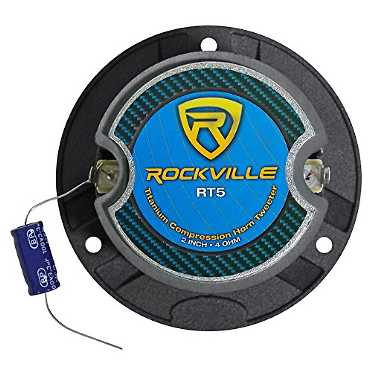 Pair Rockville RT5 2.8" Aluminum Car/Pro Tweeters w Titanium Diaphragm+Kapton VC, Silver