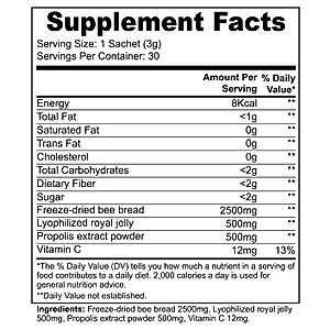 Bee Bread Powder Vita Pure | 100% Fermented Bee Pollen (Bee Pearl) - Natural Superfood with Bee Pollen, Nectar, Royal and Enzyme Blend - Freeze Dried Extract of Bee Bread Supplement -Pure Organic