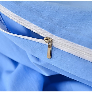 Colourful Snail 100-Percent Natural Washed Cotton Duvet Cover Set, Ultra Soft and Easy Care, Zipper Closure, Corner Ties, Simple Bedding Style, King, Blue (Comforter Not Included)