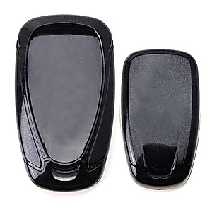 iJDMTOY Glossy Metallic Black Exact Fit Key Fob Shell Cover Compatible With 2016-up Chevrolet Camaro Cruze Spark Volt, 2017-up Malibu Bolt Sonic Trax, etc
