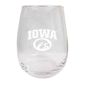 R and R Imports Iowa Hawkeyes Etched Stemless Glass 15 oz 2-Pack Officially Licensed Collegiate Product