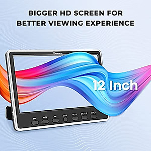 NAVISKAUTO 12'' Headrest DVD Player with HDMI Input, Car DVD Player with Free Headphone Support USB/SD Card, 1080P Video, MP4, Region Free, Last Memory, AV in & AV Out