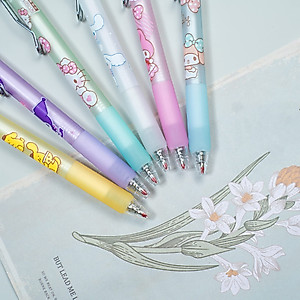 LokDra 6 Pcs Cartoon Ballpoint Pens Anime Gel Ink Pen Black 0.5mm Melody Kitty Gifts Cute Kawaii School Supplies Set For Kid Teen Girls Students