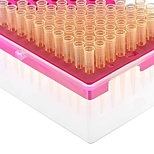 uxcell Pipette Tips Box 96-Well Polypropylene Tip Holder Container for 200ul Pipettor 5mm Hole Diameter Red