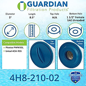 Guardian Filtration Products Spa Filter Cartridge 4H8-210-02 Two-Pack Replacement for Unicel 4CH-935, PLEATCO PWW35L, Waterway Plastics, Teleweir | D-01310 | PDY35P3 | 4CH-935RA | PDC580-AFS