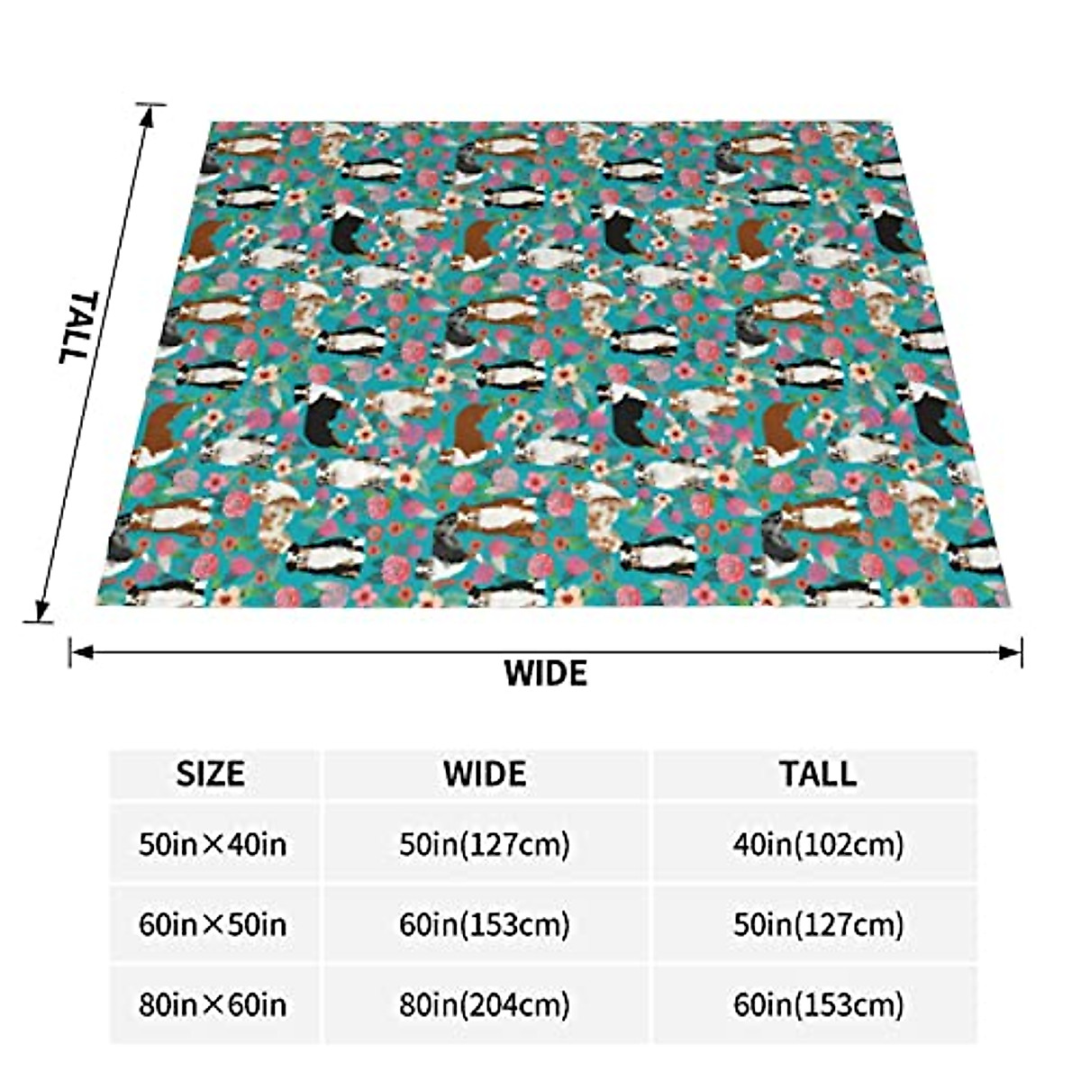 Australian Shepherd Dogs Flowers Throw Blanket Warm Ultra-Soft Micro Fleece Blanket for Bed Couch Living Room