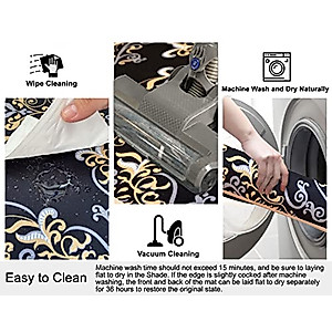 Cosilyt 1/10" Ultra Thin Extra Large 3×5 Feet and 24"×35" Front Door Mat Indoor Entryway Area Rug for Inside Entry, Waterproof Non Slip Washable Rubber Interior Door Mats Entrance Home, Boho Red