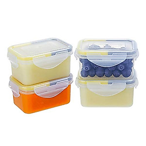 [4 PACK]6.1OZ Small Plastic Food Storage Container Set Portion Control Mini Bento Box Leaf-proof To-go Container with Lids