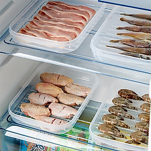 Peosaard Lunch Meat Container, Deli Meat Container, 6PCS 9.7x7.3x1.4 Stackable Lunch Meat Container, Cold/Heat-Resistant Bacon Keeper with Lid, Cold Cuts Storage Containers for Fridge, Bacon Keeper