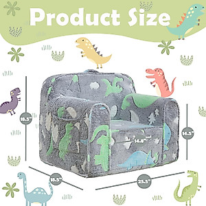 Comfy Toddler Chair Kids Chair,Toddler Foam Chair,Kids Armchair Toddler Couch Baby Kids Sofa Reading Chair with Glow in The Dark(Glow Dino)