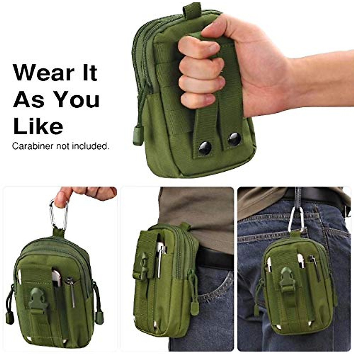 Small Shoulder Bag Utility Fashion Crossbody Purse Pockets Casual Tactical Backpack Women Men Cell Phone Holder (Olive)