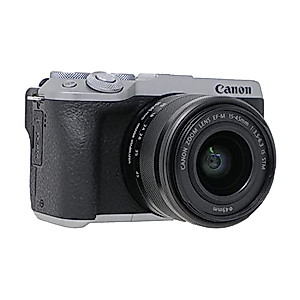 Canon EOS M6 Mark II Mirrorless Digital Camera (Silver) with EF-M 15-45mm Lens & EF 75-300mm Lens + Pro Lens Mount Auto Adapter - EOS (EF/EF-S to EF-M Mount) + Deluxe Accessory Bundle