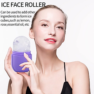 Ice Roller Mold-Ice Roller for Face and Eye，Beauty Cube Brighten Skin &Enhance Natural Glow &Remove Fine Lines，Facial Beauty Ice Roller Skin Care Tools (Oval, purple)