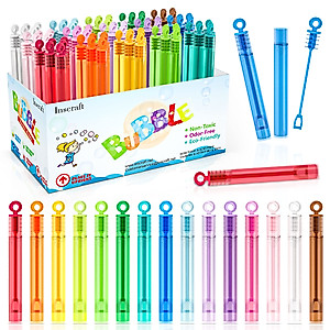 INSCRAFT Bubble Wand, 90 Pack Mini Bubble Wands Bulk 15 Colors for Halloween, Summer Toys, Wedding, Outdoor Indoor Activity Use, Bubbles Party Favors, Gifts for Kids Toddlers