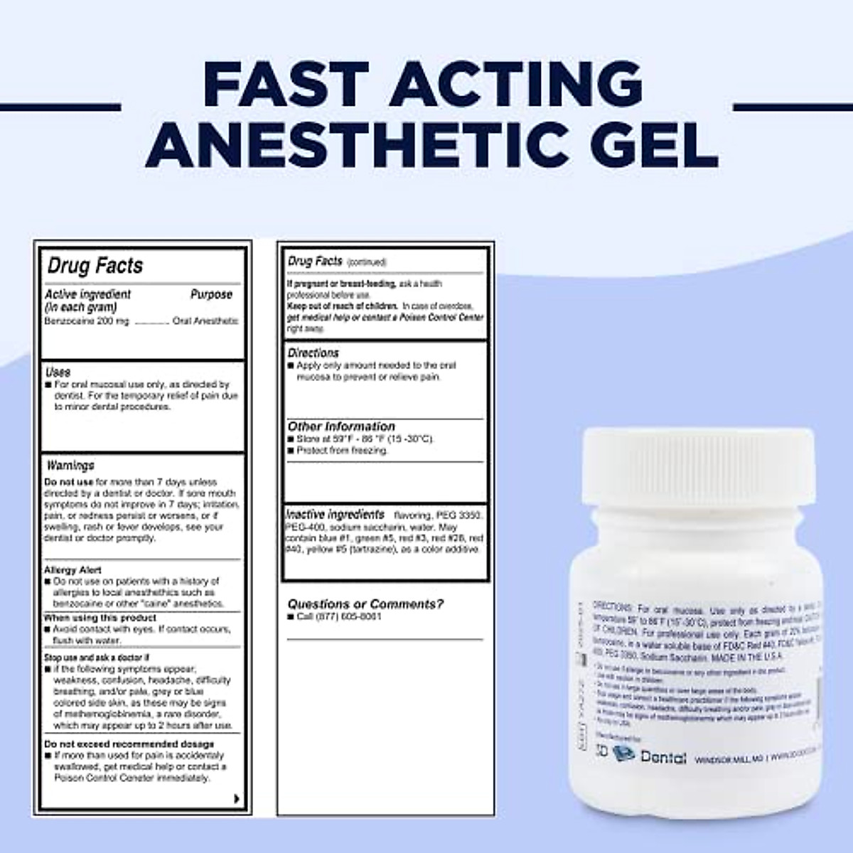 The Essentials Dynamic Dental Candi Caine, Topical Anesthetic Gel, 1 oz, Mint Flavor