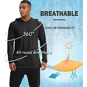 Quick Dry Shirt Men UV Protection Performance Shirts Fishing T-Shirts Lightweight Hiking Shirts Outdoor Sun Protection Shirt Men Swim Black