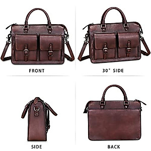Genuine Leather Satchel Purse for Women Vintage Handmade Top Handle Handbag Retro Messenger Crossbody Bag (Coffee)