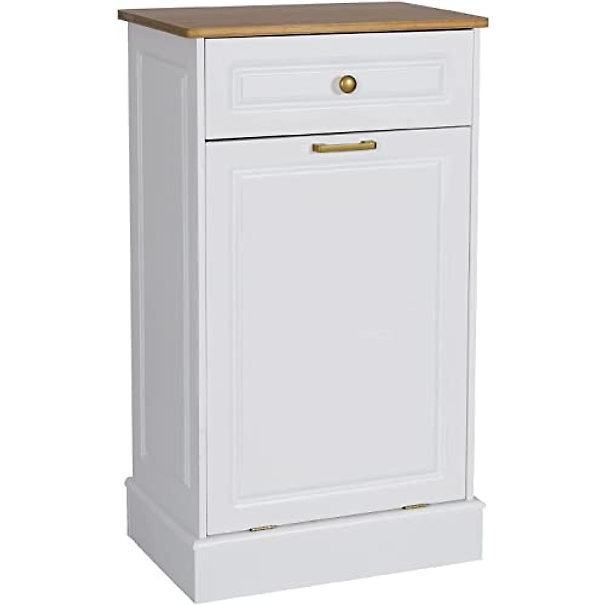 Scurrty 20.5'' Wooden Tilt Out Trash Can Cabinet for Kitchen Island,Tilt Out Bin for Trash Disposal Recycling, Handmade Solid Wood Hideaway Trash Holder for Laundry Hamper with Drawer (White, Single)