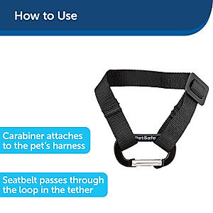 PetSafe Happy Ride Seat Belt Tether for Dogs, Adjustable Strap Keeps Pets Secure in Car