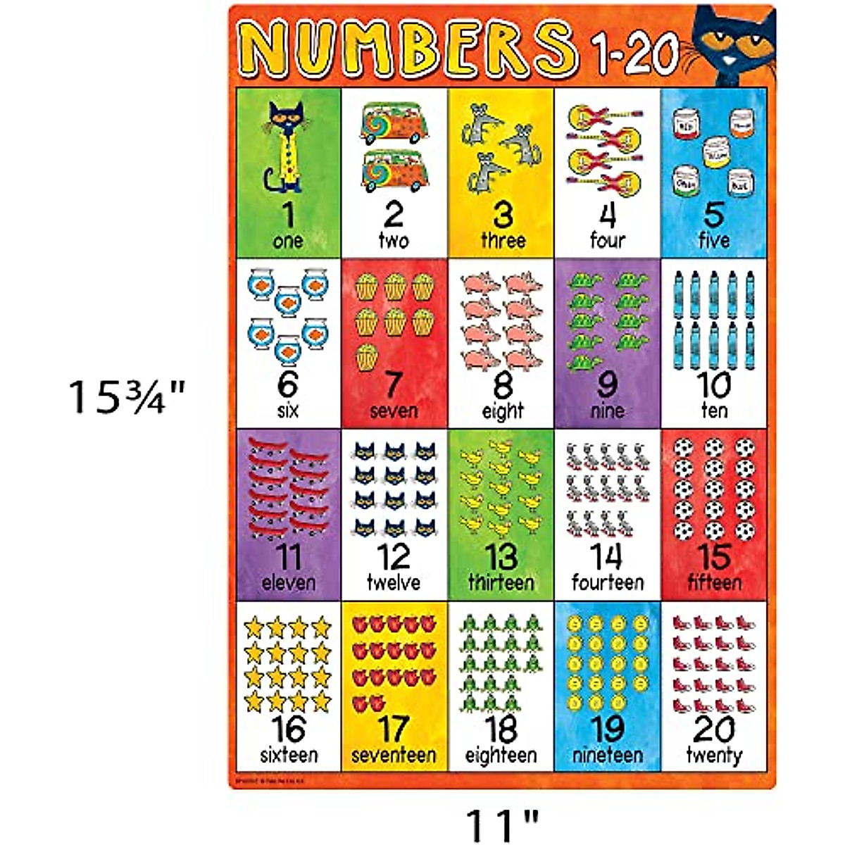 Teacher Created Resources Pete The Cat® Early Learning Small Poster Pack (EP62002), 11.00" x 15.00"
