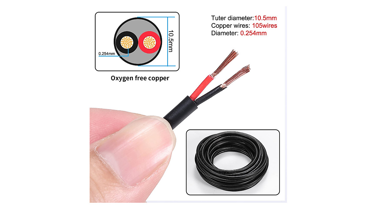 16 Gauge 3 Conductor Electrical Wire Oxygen-Free Copper Cable 10FT/3.1M ...