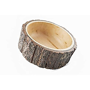 GoCraft Wood Potpourri Bowl with Tree Bark, Small, 6" Diameter x 3" Height, Wooden Decorative Bowl