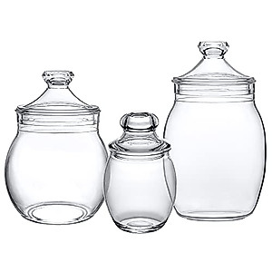 Amazing Abby - Kiss - Acrylic Bathroom Canisters (3-Piece Set), Plastic Apothecary Jars for Vanity, BPA-Free and Shatter-Proof, Great for Cotton Balls, Bath Sponges, Shower Balls, and More