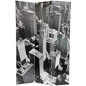 Oriental Furniture 6 ft. Tall New York City Double Sided Room Divider, White