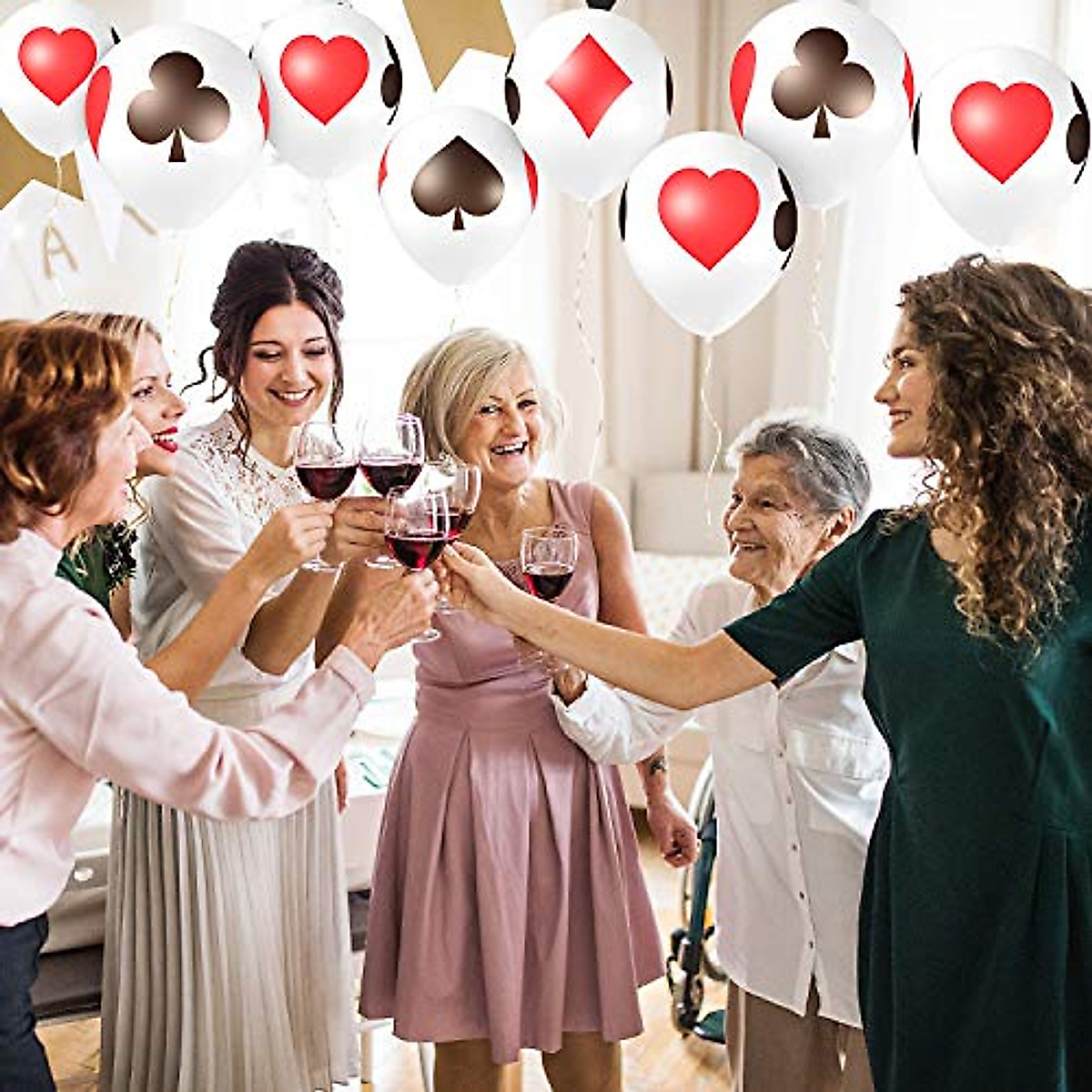 12 Inch Casino Card Night Latex Balloons, 50 Pack Poker Balloons Casino Party Balloons, Casino Night Poker Birthday Decorations