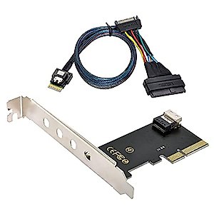 NFHK PCI-E 3.0 4.0 to SFF-8654 Slimline SAS Card Adapter and U.2 U2 SFF-8639 NVME PCIe SSD Cable for Mainboard SSD