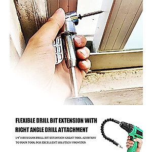 Tomato Palace Flexible Drill Bit Extension + Right Angle Drill Attachment,105 Degree Right Angle Drill Bit Adapter,Angled Screwdriver for Tight Space (Long and Short) SPB-3