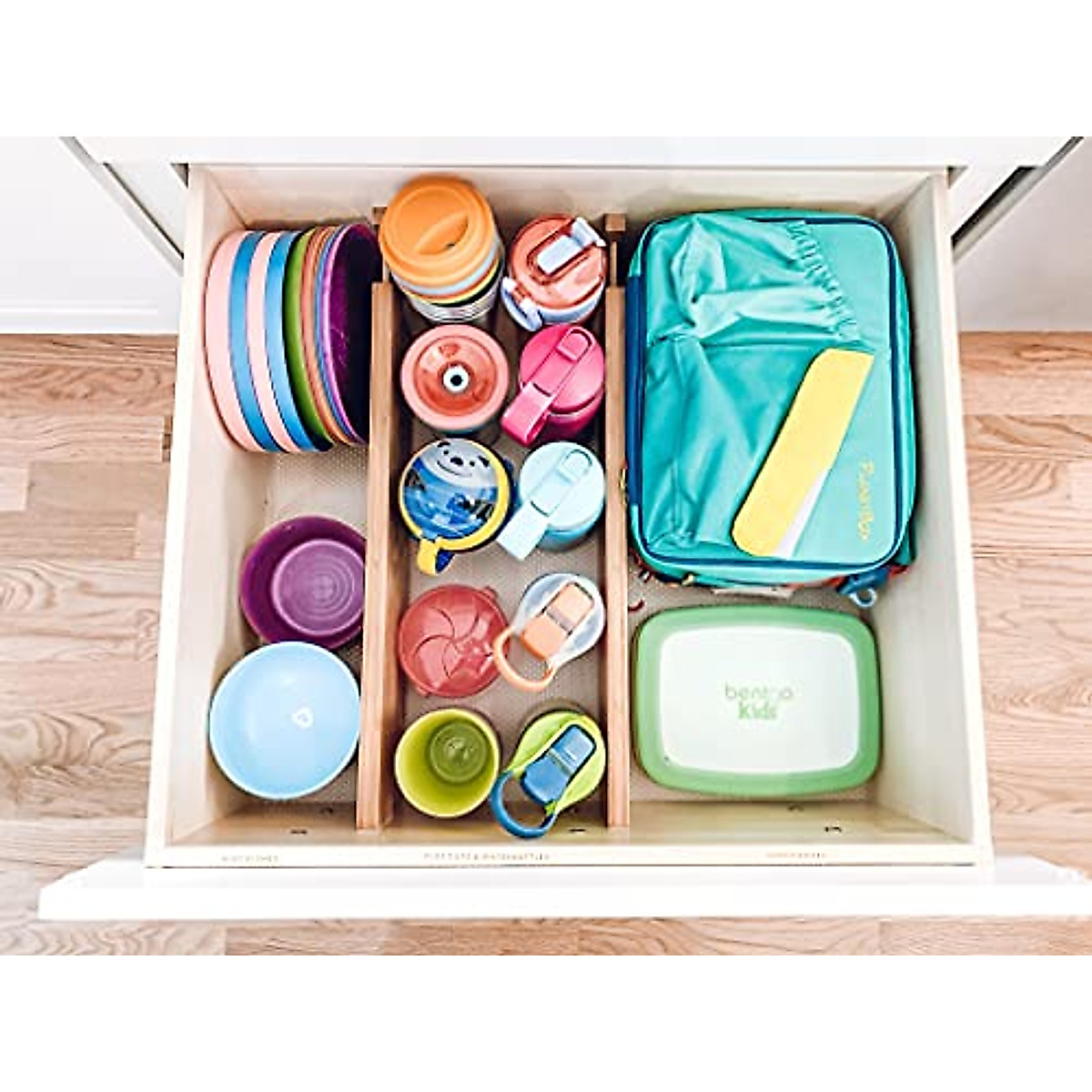 Lipper International 8897 Bamboo Wood Custom Fit Adjustable Deep Kitchen Drawer Dividers, Set of 2