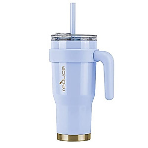 Reduce 24 oz Tumbler with Handle and Straw - Stainless Steel with Sip-It-Your-Way Lid - Keeps Drinks Cold up to 24 Hours - Sweat Proof, Dishwasher Safe, BPA Free - Glacier, Opaque Gloss