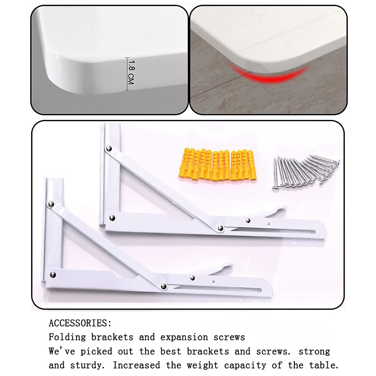 CYGJSYEA Laundry Folding Table - Wooden Wall-Mounted with Heavy-Duty Bracket, Stable and Durable for Kitchen, Laundry Room & Restaurant Use - White, (70x40cm/27.5in x 15.7in)