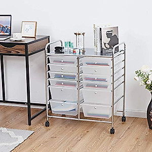 Happygrill 12-Drawer Organizer Cart Tools Office School Paper Organizer Rolling Storage Cart with Wheels
