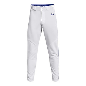 Under Armour Men's Utility Baseball Straight Leg Pant Pipe 22, (101) White/Royal/Royal, Small