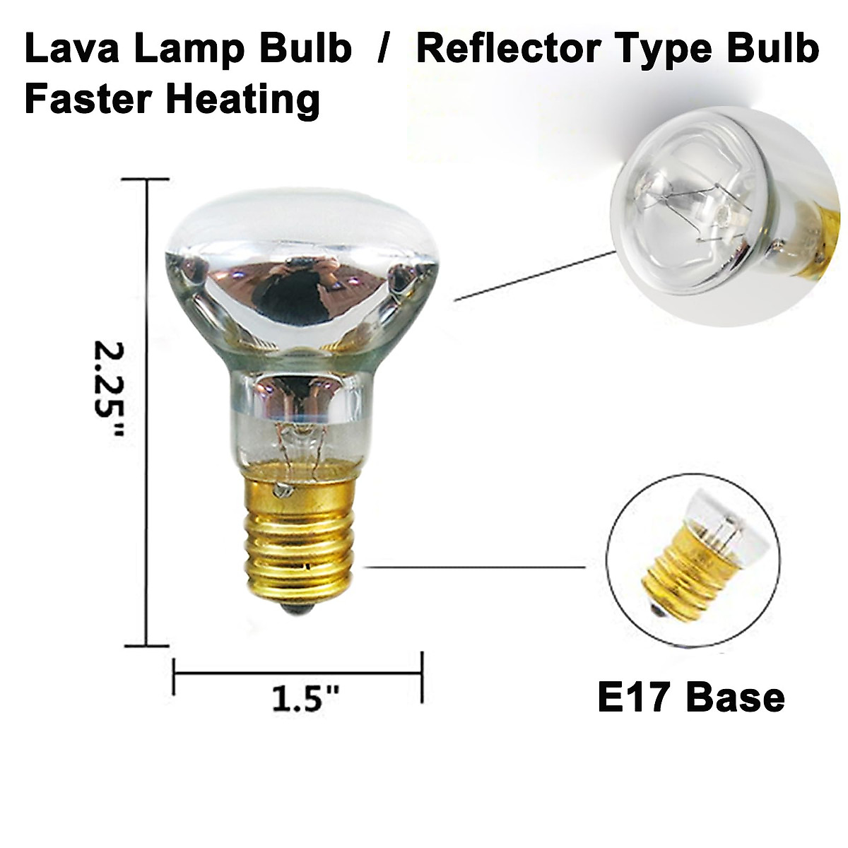 Lava Lamp Bulb 4 Pack 30W E17 R39 Reflector Type Bulb, Replacement Bulbs for Lava Lamps and Glitter Lamps.