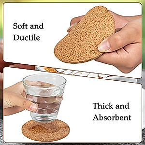 CRCHOM 16 Pack Cork Coasters with Metal Holder 4 Inch Thick Absorbent Natural Cup Coasters Heat Resistant Coasters for Drinks, Wine Glasses, Cups & Mugs