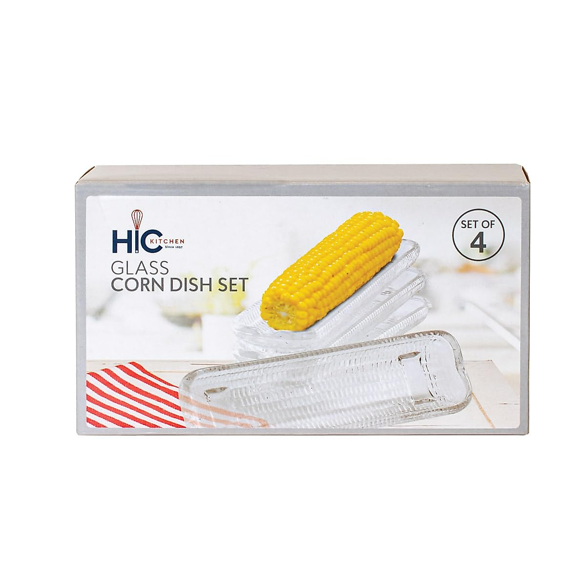HIC Harold Import Co. HIC Corn Dishes, Glass, Set of 4, 8.5-Inches Clear