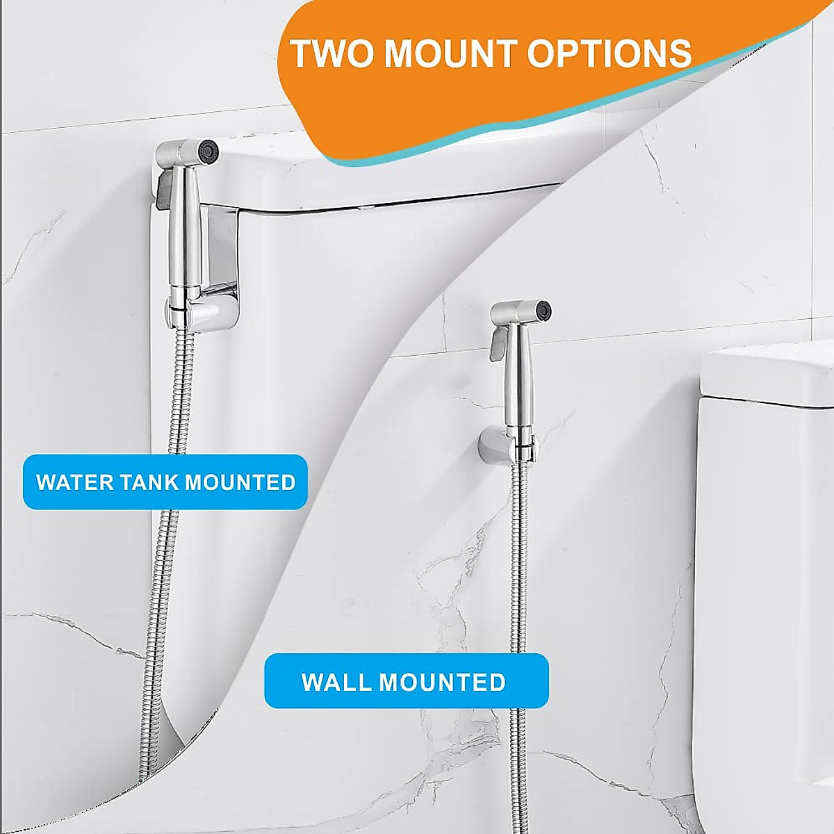 Handheld Bidet Sprayer for Toilet, FES Stainless Steel Brushed Nickel Adjustable Pressure Control Bidet Faucet Diaper Sprayer Set with Hose Attachment Easy Install for Bathroom