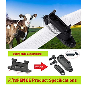 RiteFence Electric Fence Tape Clamp/Corner/Stretch/Tensioner Insulator Screwlock Polytape Nail & Screw on Wood Post PK25