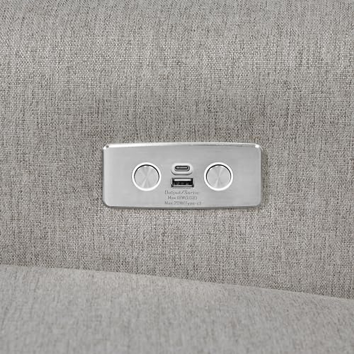 Namesake Linden Electronic Recliner and Swivel Glider with USB Port in Performace Grey Eco-Weave, Water Repellent & Stain Resistant, Greenguard Gold & CertiPUR-US Certified