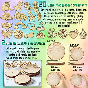 7july Wooden Arts and Crafts Kits for Kids Boys Girls Age 6-12 Years Old,Wood Slices with Diamond Crafts Sets-Little Children's Art & Craft Gifts