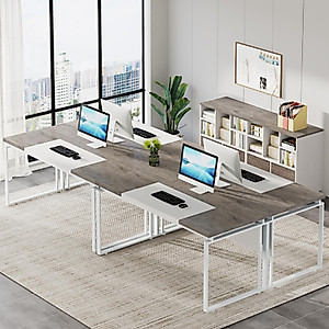 Tribesigns L-Shaped Executive Desk with Reversible File Cabinet, 63" Office Desk with Storage Drawers, L-Shaped Computer Desk with Drawer Cabinet for Hanging Letter Size Files,Gray & White
