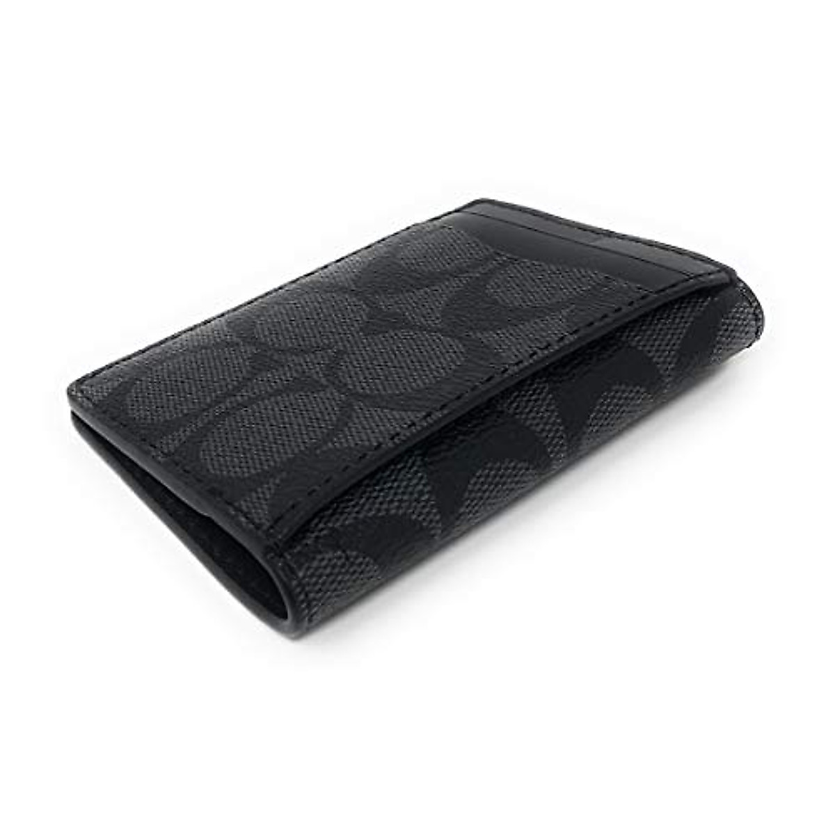 Coach Men's Magnetic Leather, Card Case, Qb/Charcoal, Small