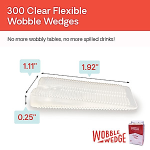 Wobble Wedges Flexible Plastic Shims, 300 Pack - MADE IN USA, Multi-Purpose Shim Wedges for Home Improvement & Work - Plastic Wedge, Table Shims for Leveling, Toilet Shims & Furniture Levelers - Clear
