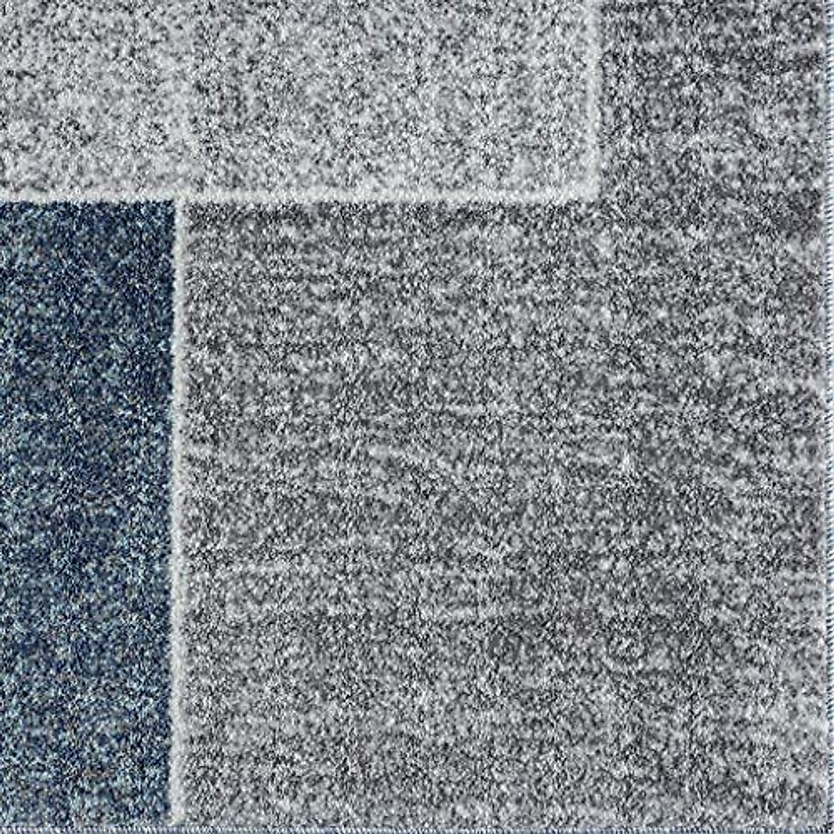 LUXE WEAVERS Lagos Collection Blue 8x10 Art Deco Area Rug, Anti Shedding Modern Color Block Geometric Rugs
