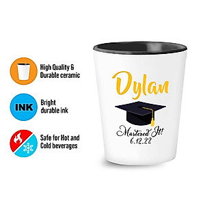 Bubble Hugs Custom Graduation 2021 - Graduation Cap Shot Glass 1.5 oz as Party Supplies, Graduation Decorations, School College
