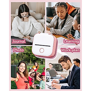 Memoqueen Mini Sticker Printer T02 Portable Thermal Printer, Instant Photo Printer Set & 3 Rolls Mint Green/Lavender Purple/Light Orange Adhesive Thermal Paper